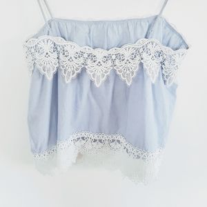 Express | Tops | Express Lace Trim Cotton Poplin Cami | Poshmark